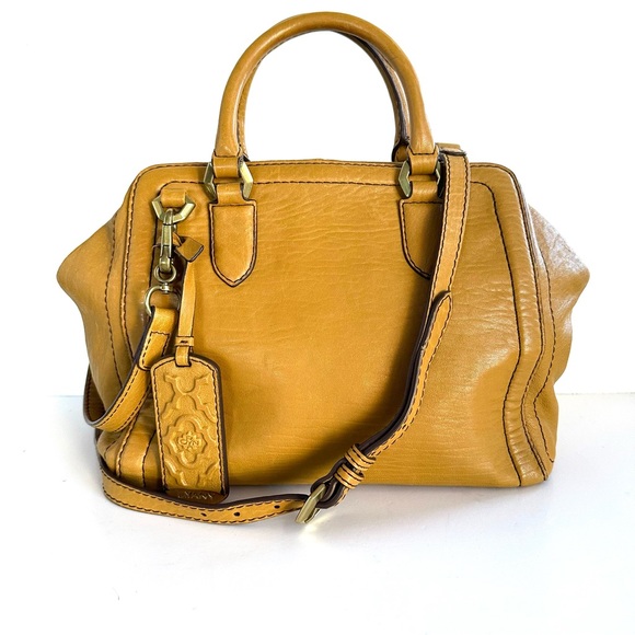 orYANY | Bags | Oryany Mustard Yellow Golden Pebbled Leather Satchel ...